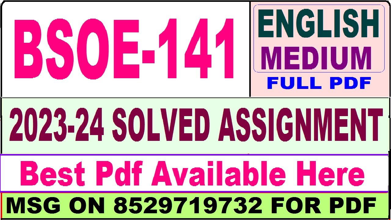 bsoe 141 solved assignment 2023-24 || bsoe 141 solved assignment 2024 ...