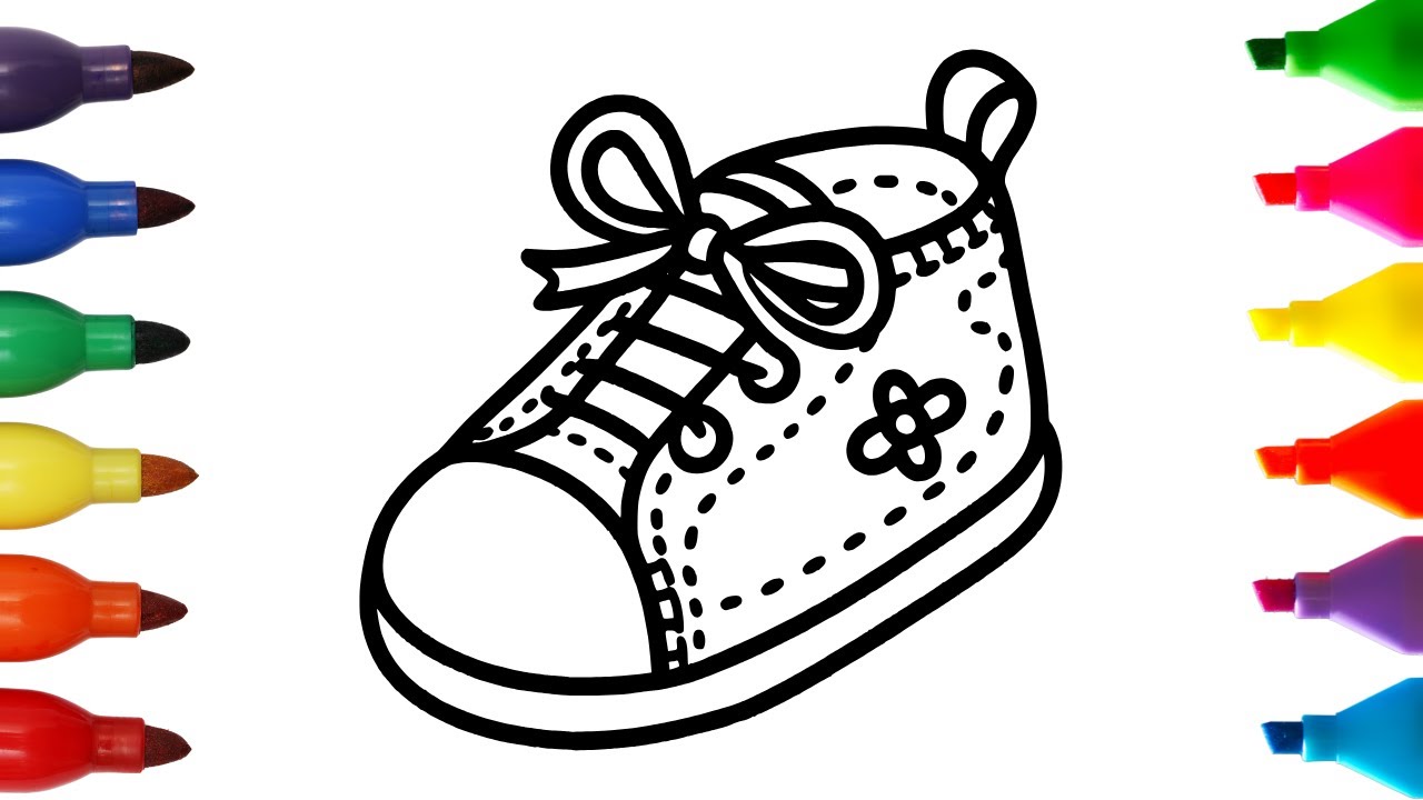 How To Draw Cute Shoes Drawing,Painting & Coloring For Kids and ...