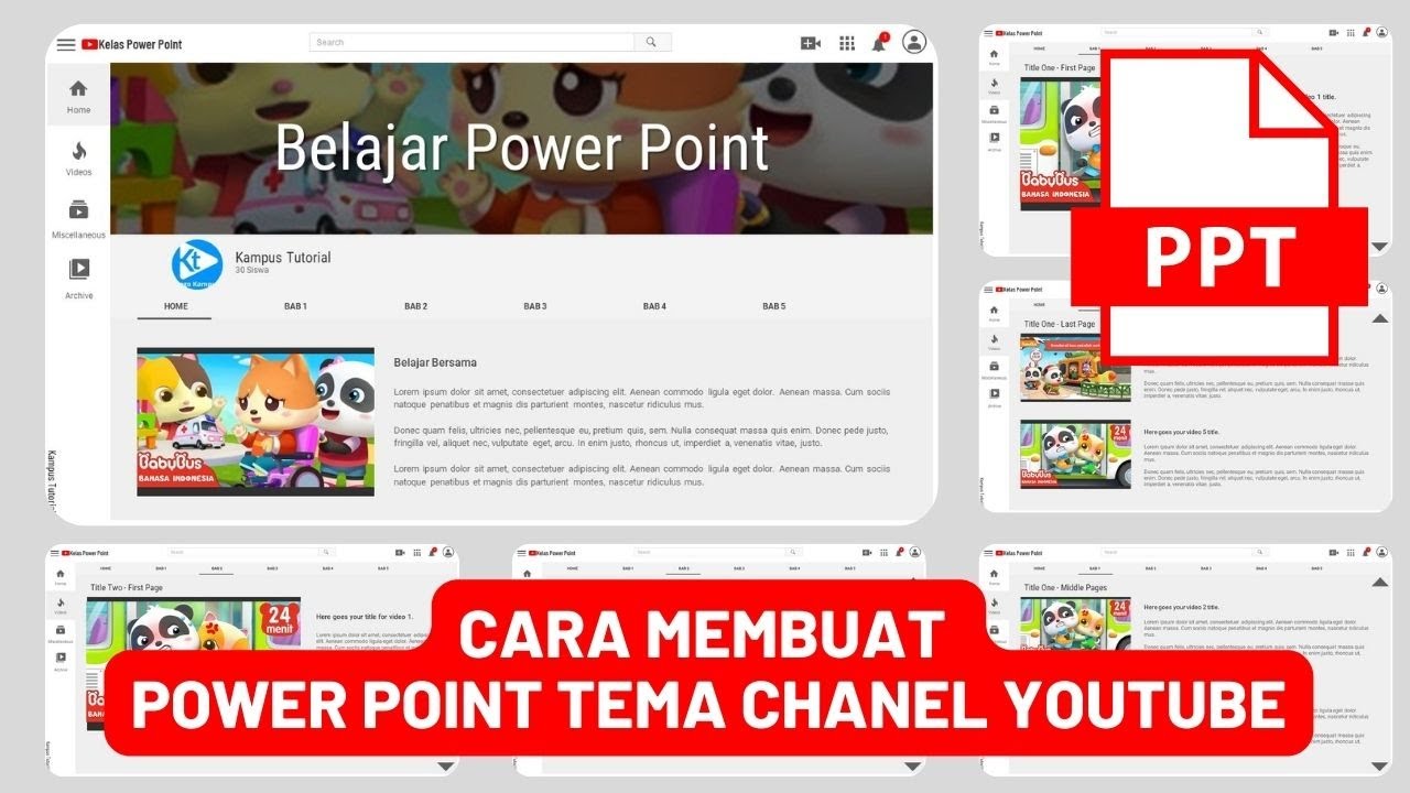 Cara membuat power point tema chanel youtube | Powerpoint untuk pemula ...