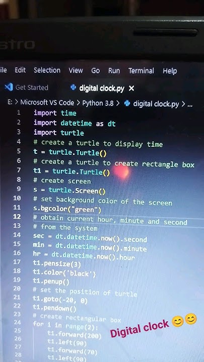digital clock ⏰⏰ by using oython coding #shorts #shortsviral #youtube #pyhon #coding - YouTube