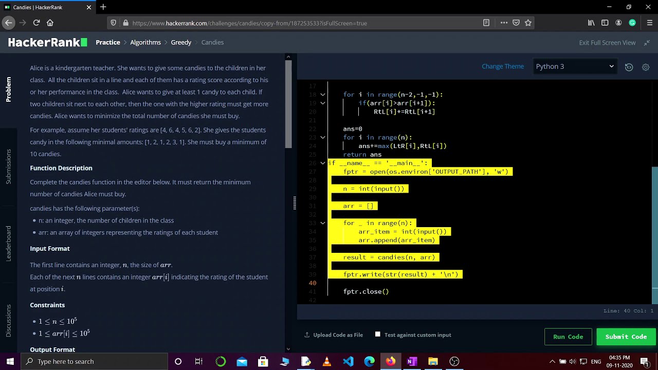 Candies Hackerrank Medium Level Youtube