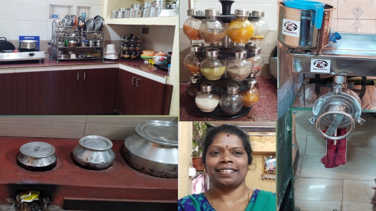 kitchen tour in tamil/ மாவு மெசின் மற்றும் விறகு அடுப்புடன் என் ...