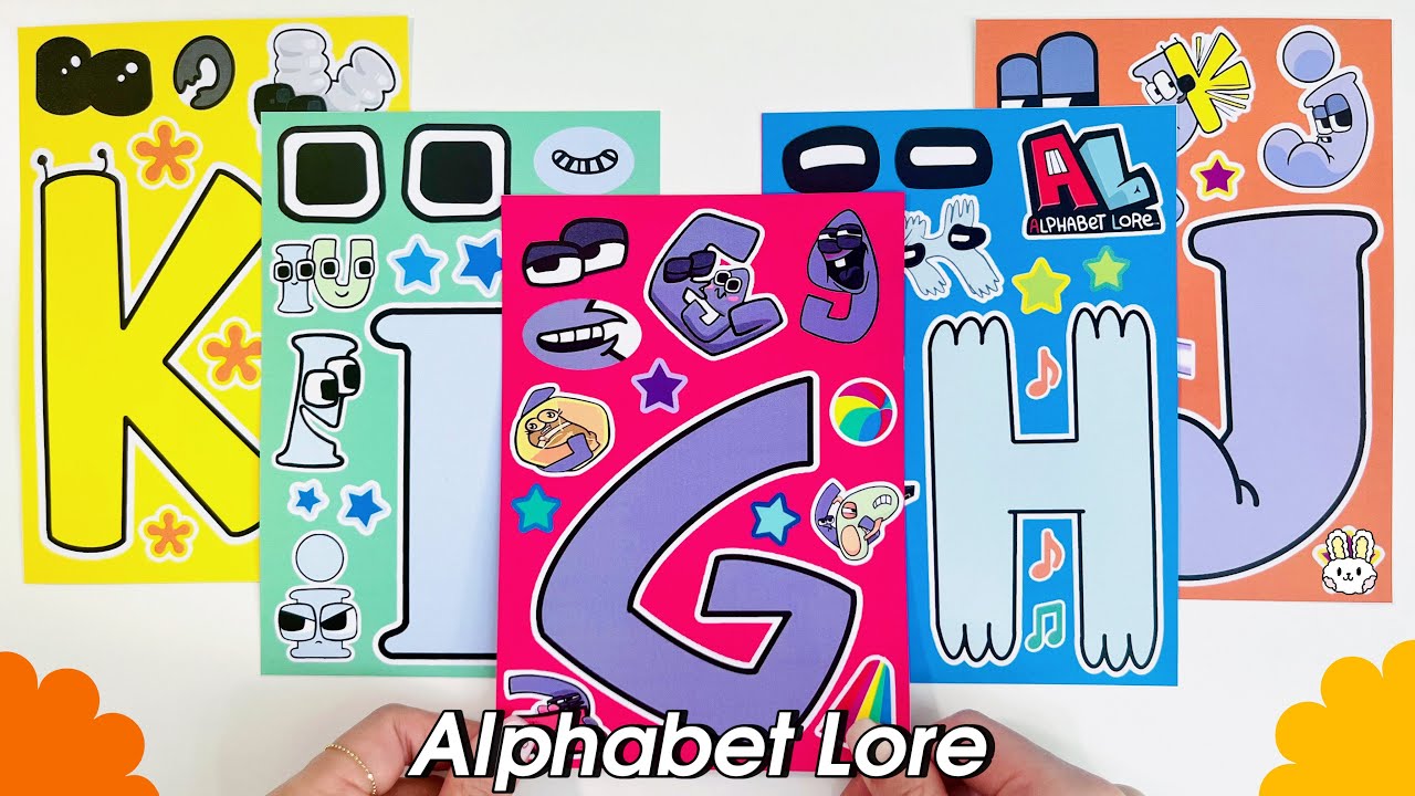 Alphabet Lore Decorate with Sticker Book 🌈 G H I J K 🌈 알파벳로어 스티커 + A B ...
