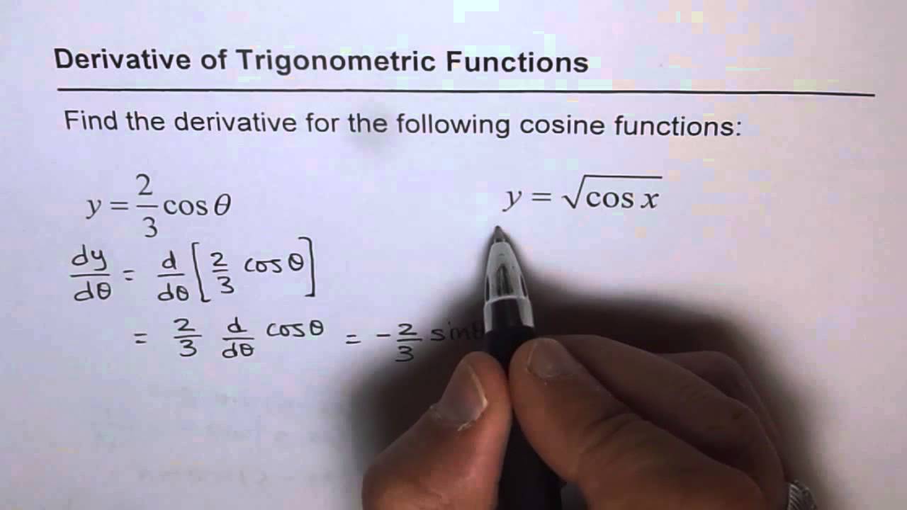 Cosine function Derivatives Examples - YouTube