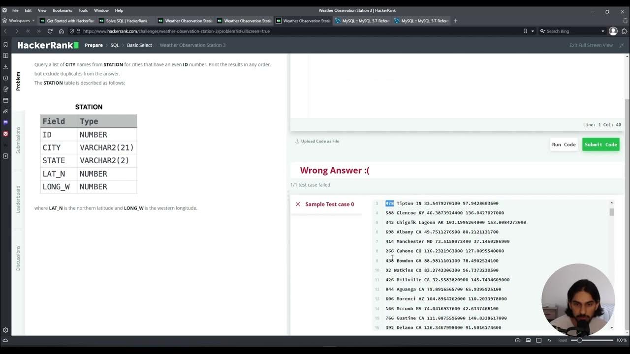 Weather Observation Station 3 | SQL Basic Select | Exercício de HackerRank - YouTube