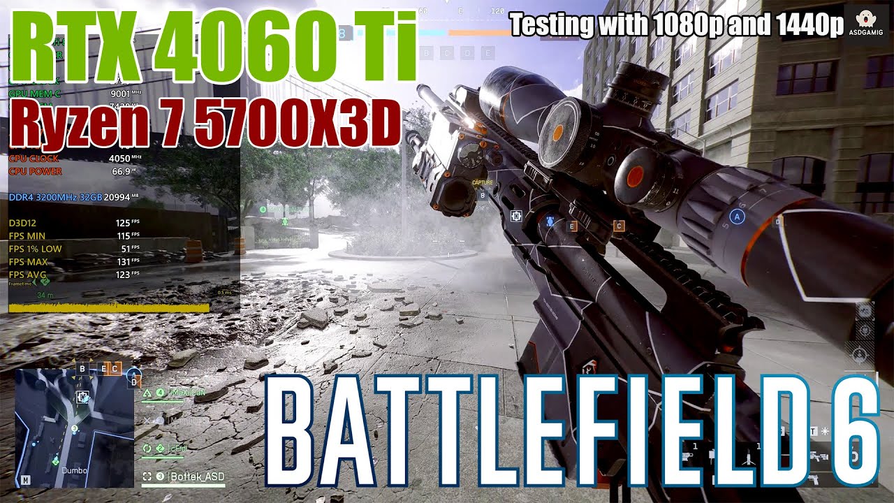 RTX 4060 Ti + R7 5700X3D - Battlefield 6 - 1080p and 1440p Gameplay ...