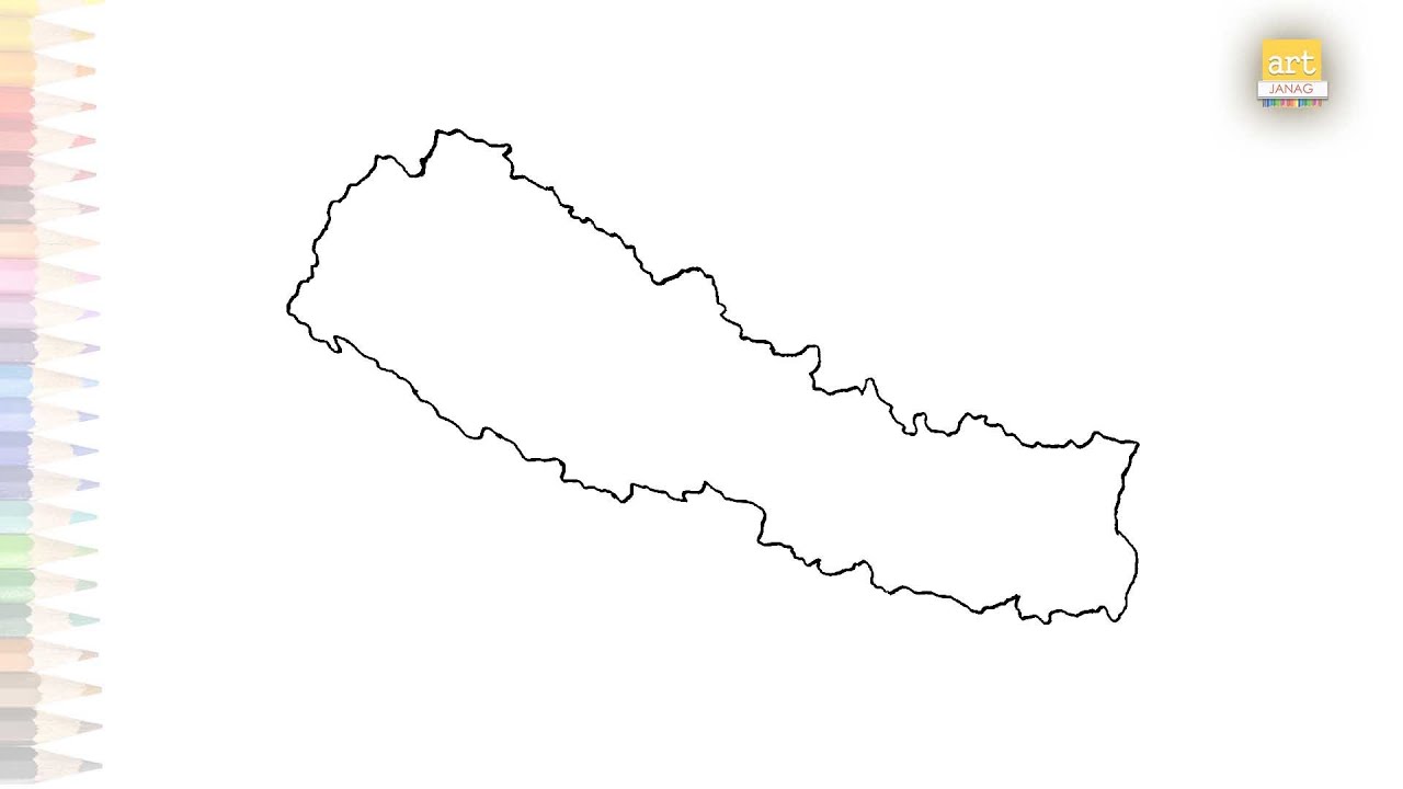Nepal Map drawing | YouTube drawing videos | How to draw Nepal map step ...