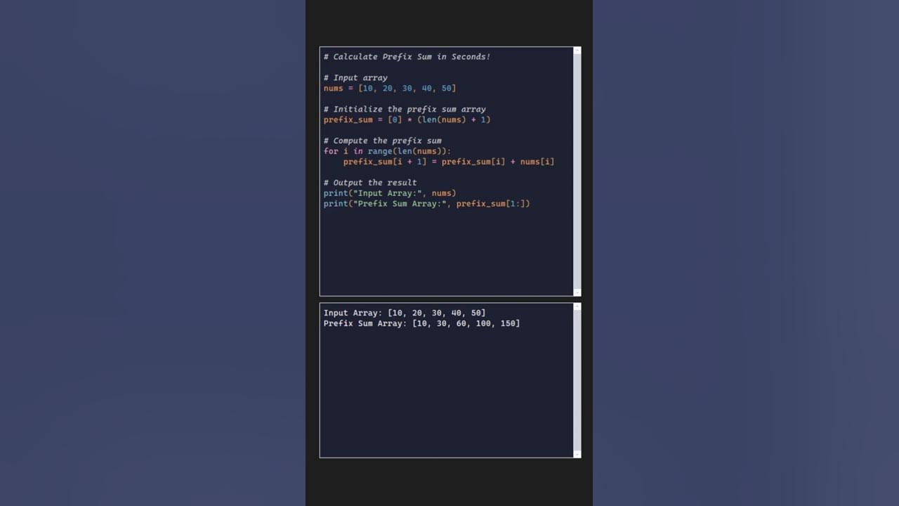 Calculate Prefix Sum of Array in Python #python3 #prefixsum #pythoncode - YouTube