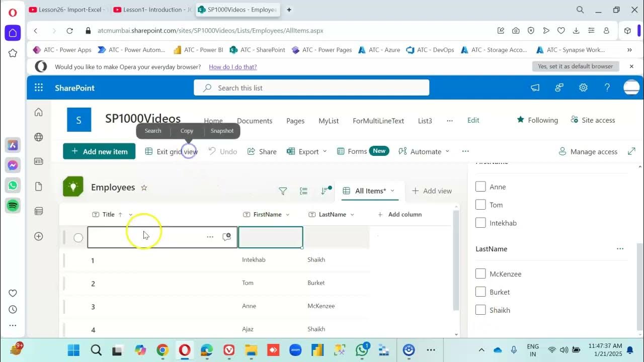 Lesson3- Create List - SharePoint Online 1000 Videos - YouTube