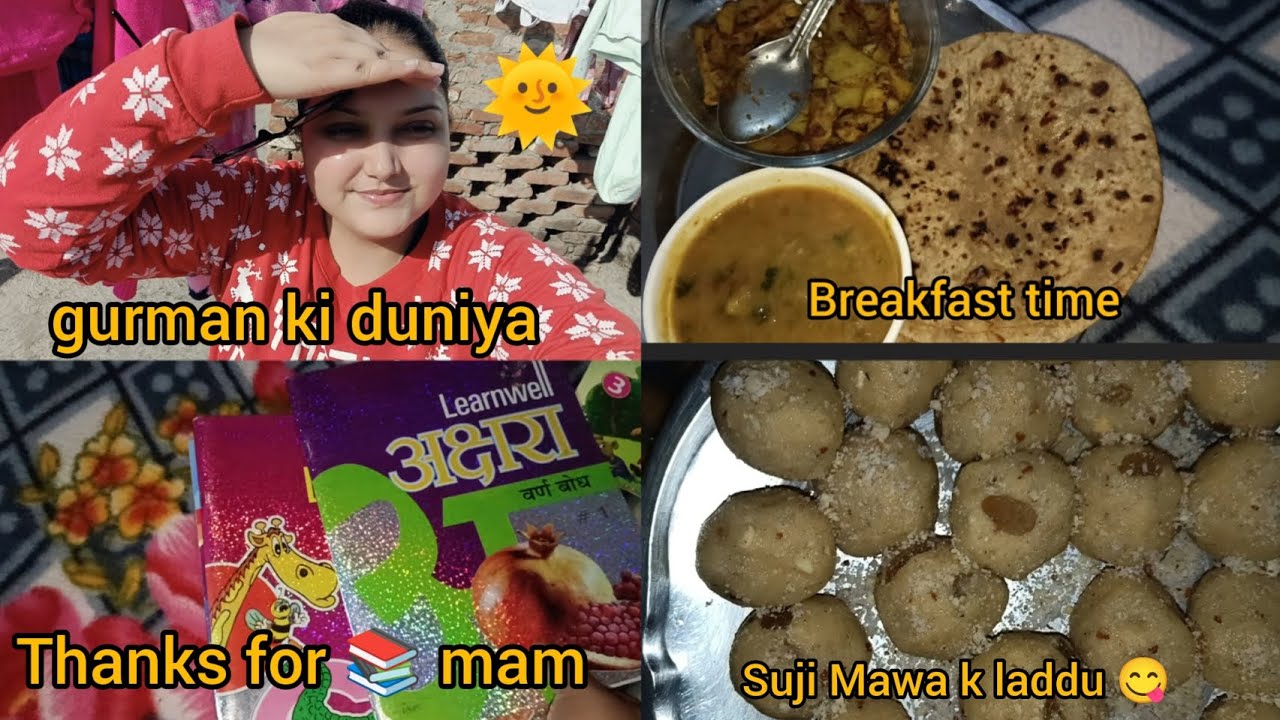 aaj thand se thodi Rahat mili (🌞). Lohri special suji Mawa ki pinniya ...