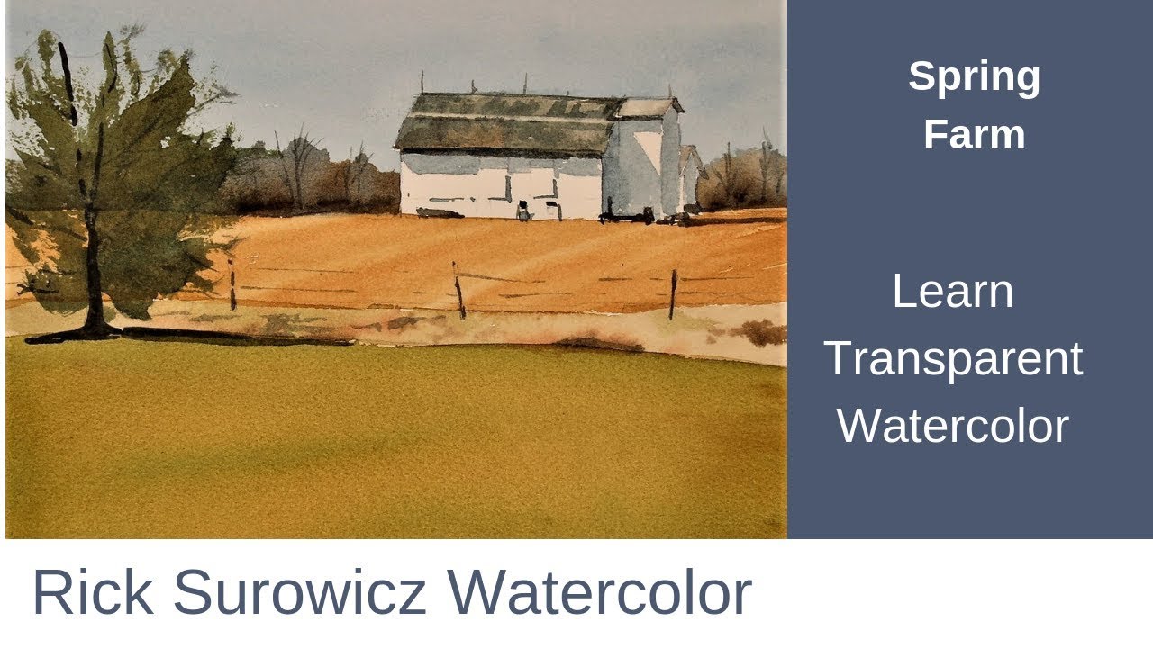 Watercolor Tutorial, "Spring Farm", Narrated Transparent Watercolor ...