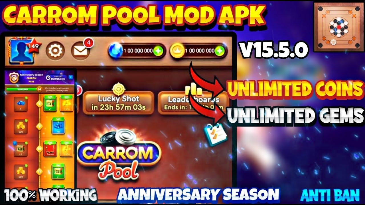 🚀LATEST🚀Carrom Pool Hack Unlimited Coins Gems Mod Apk v15.5.0 2024 Aim ...