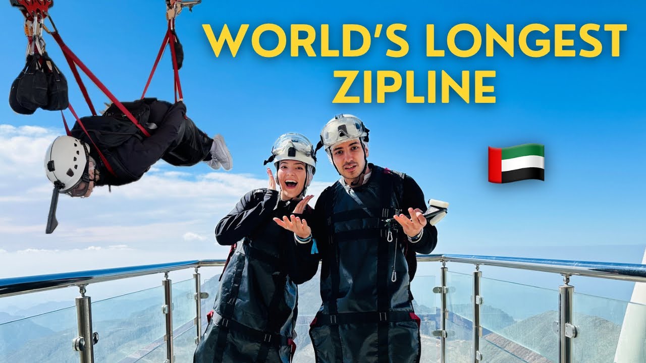 We tried the LONGEST ZIPLINE IN THE WORLD in Ras Al Khaimah - UAE # ...