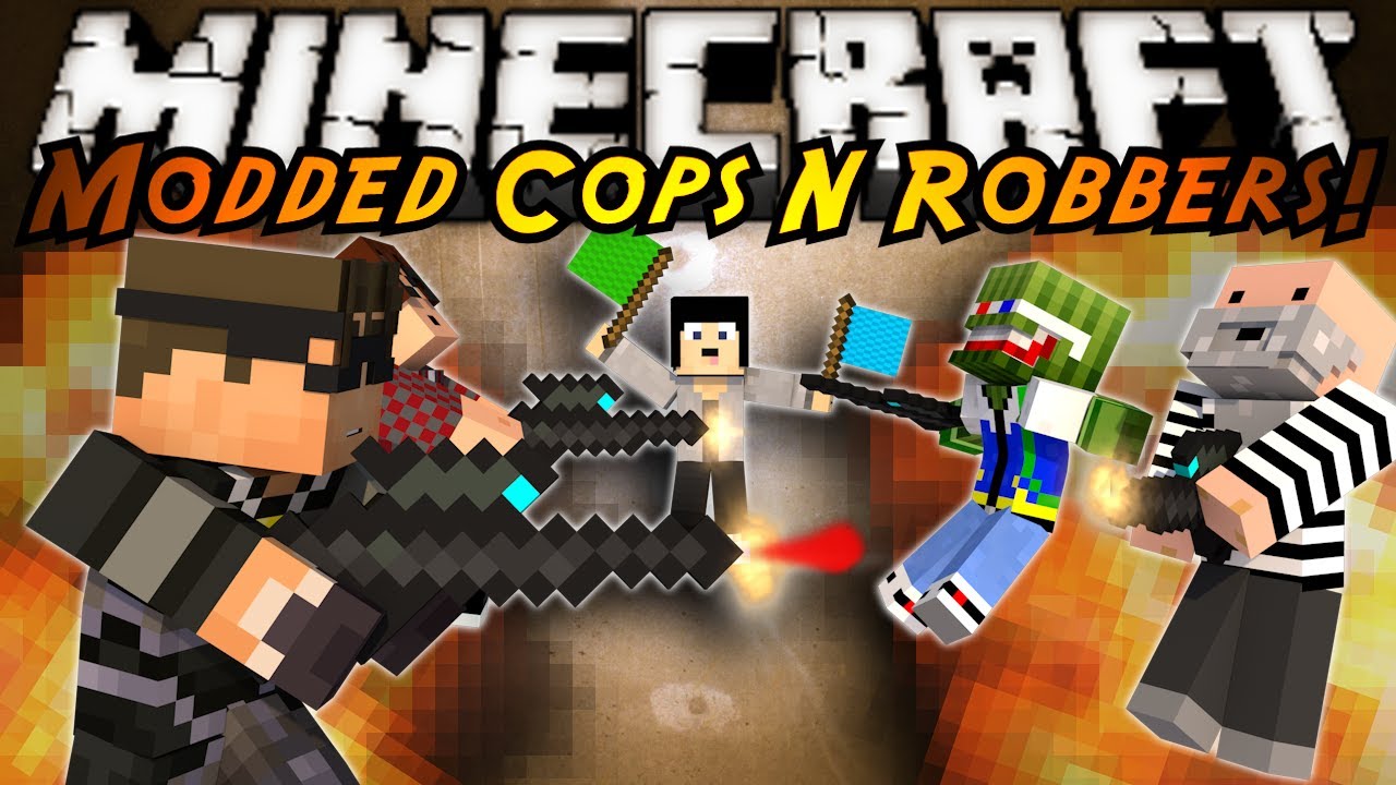 Minecraft Mini-Game : MODDED COPS N ROBBERS! PAINT BALL! - YouTube