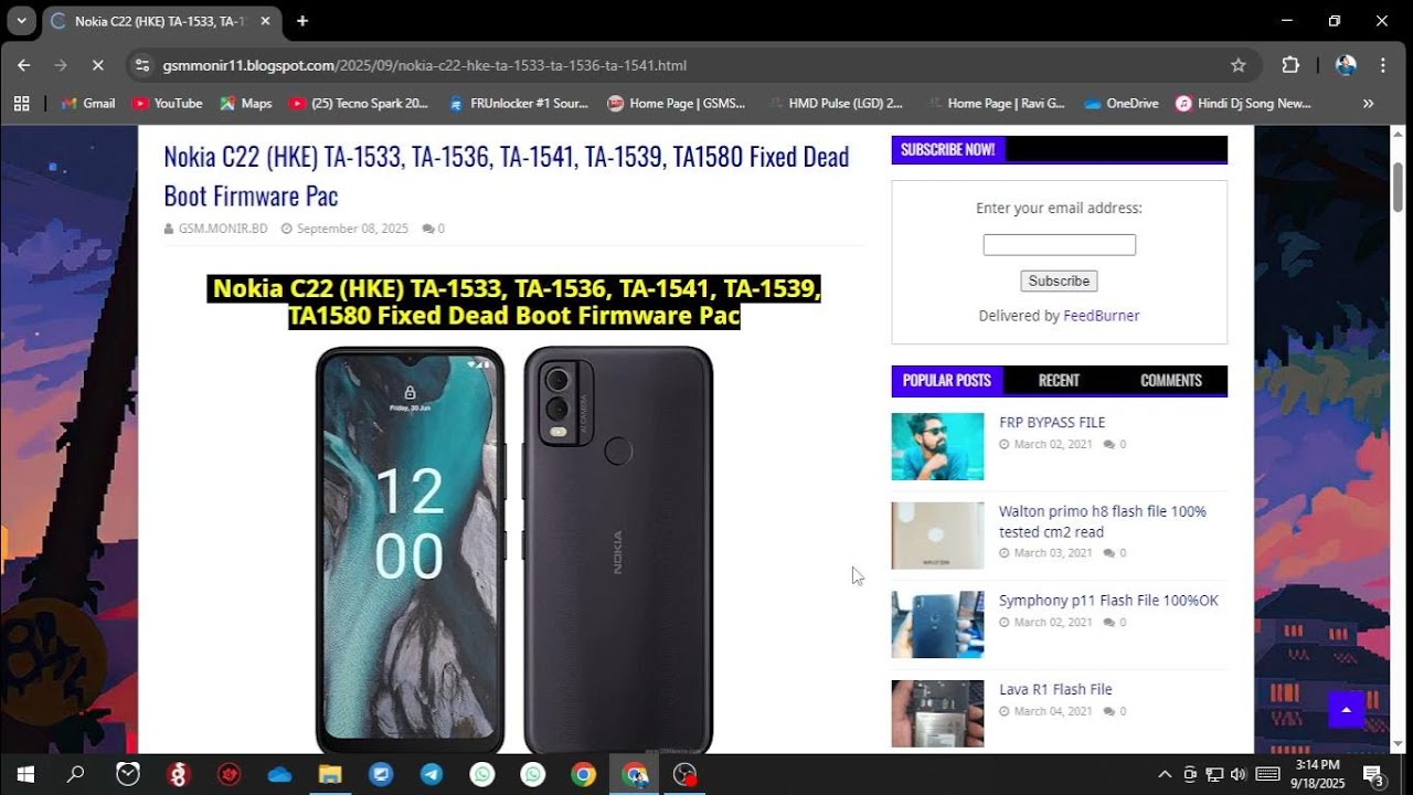 Nokia C22 (HKE) TA-1533, TA-1536, TA-1541, TA-1539, TA-1580 Fixed Dead ...