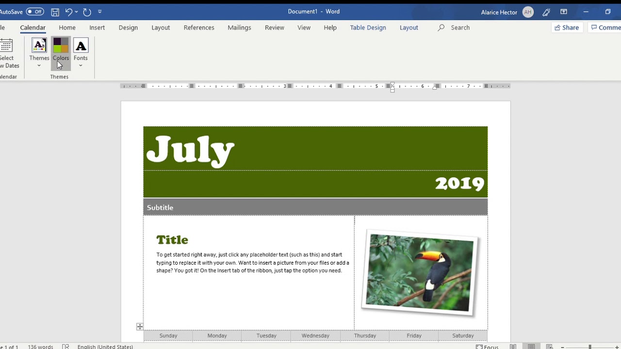 How To Create and Customise Your Very Own Calendar With Microsoft Word ...