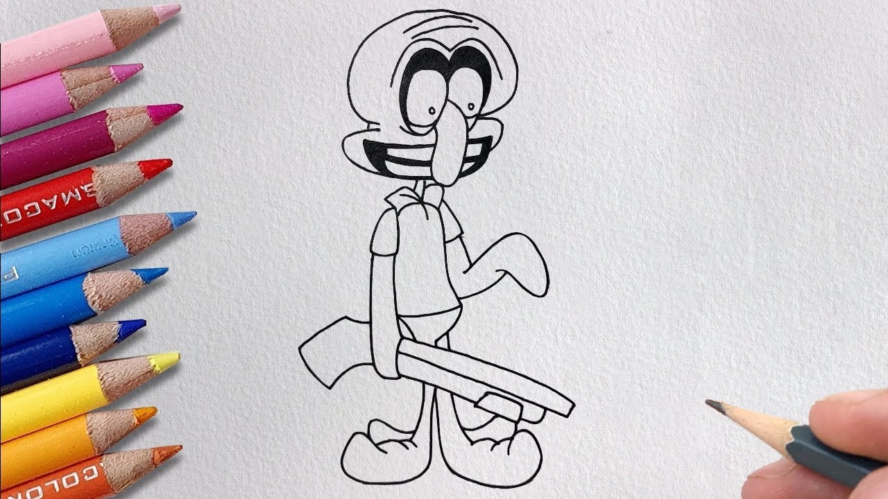 How to draw Squidward - FnF mod character - YouTube