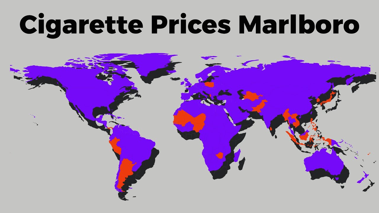 Map: Cigarette prices for a 20 pack of Marlboro in different countries ...