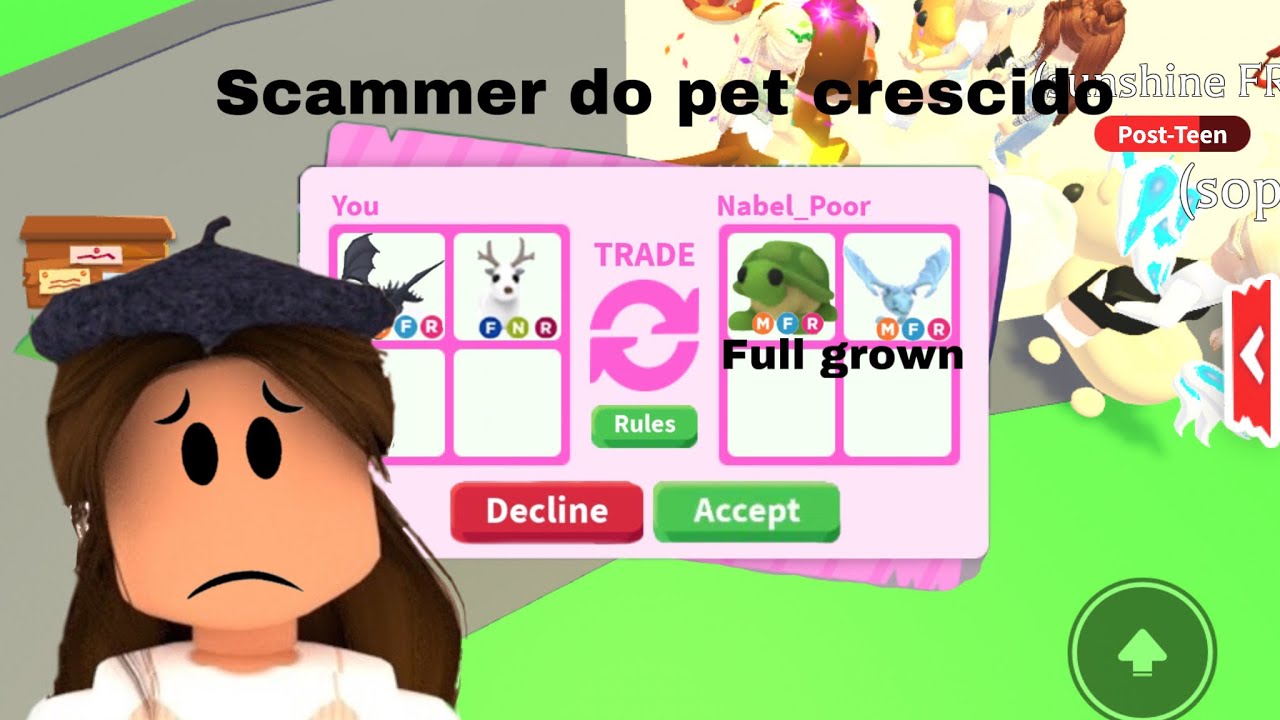 NOVO SCAM NO ADOPT ME(pets com nome de full grown) - YouTube