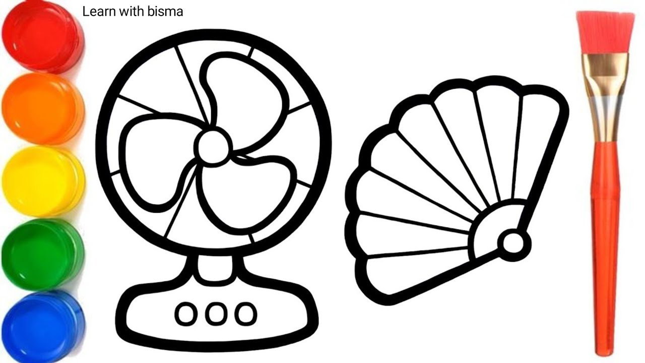 How to Draw Fan drawing, Painting and Coloring for Kids & Toddlers ...