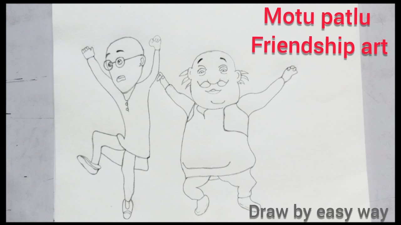 How to draw motu patlu। out line sketch of motu patlu by easy way with ...