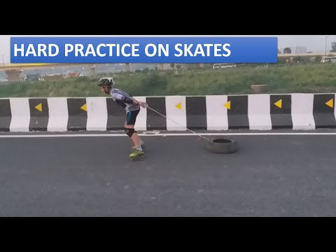 Hard Practice using Tyre | Speed Skating | Road skating - YouTube