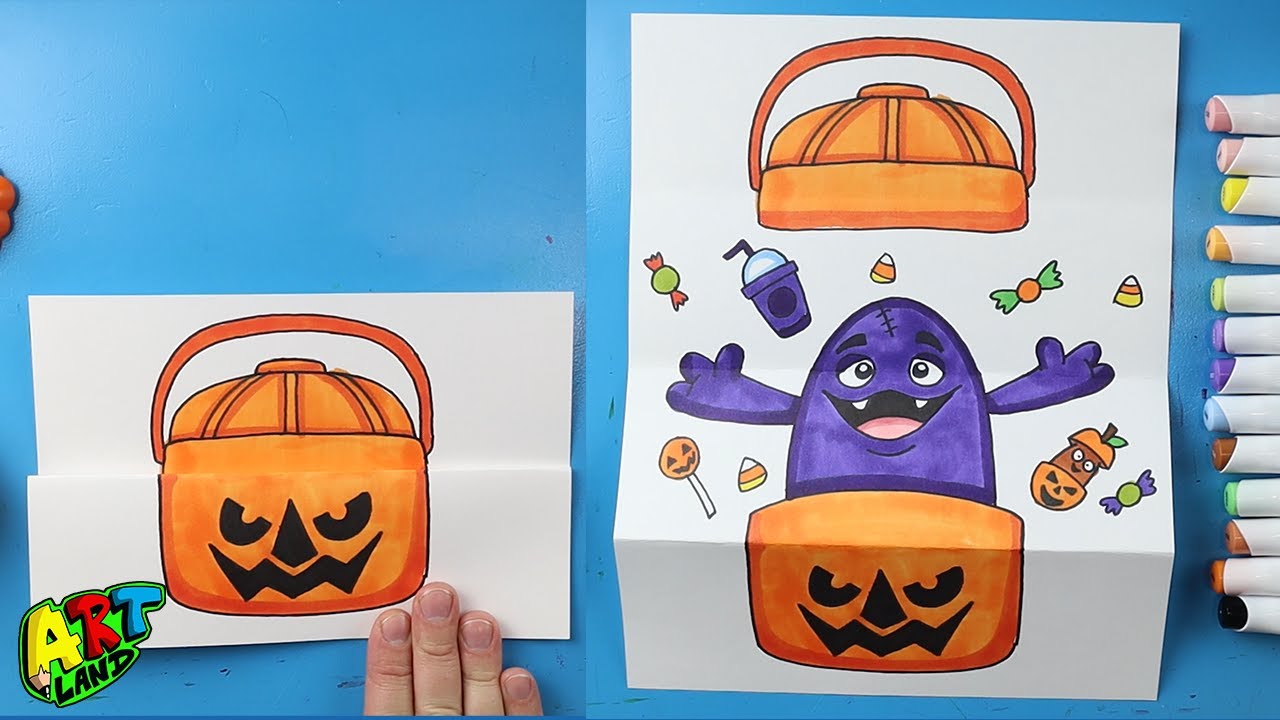 How to Draw Halloween Grimace Surprise Fold - YouTube