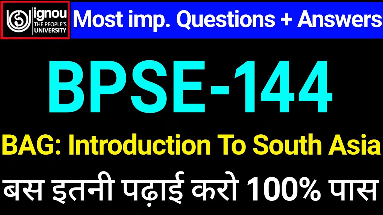 Bpse 144 important Questions | Bpse 144 Pervious Year Question paper ...