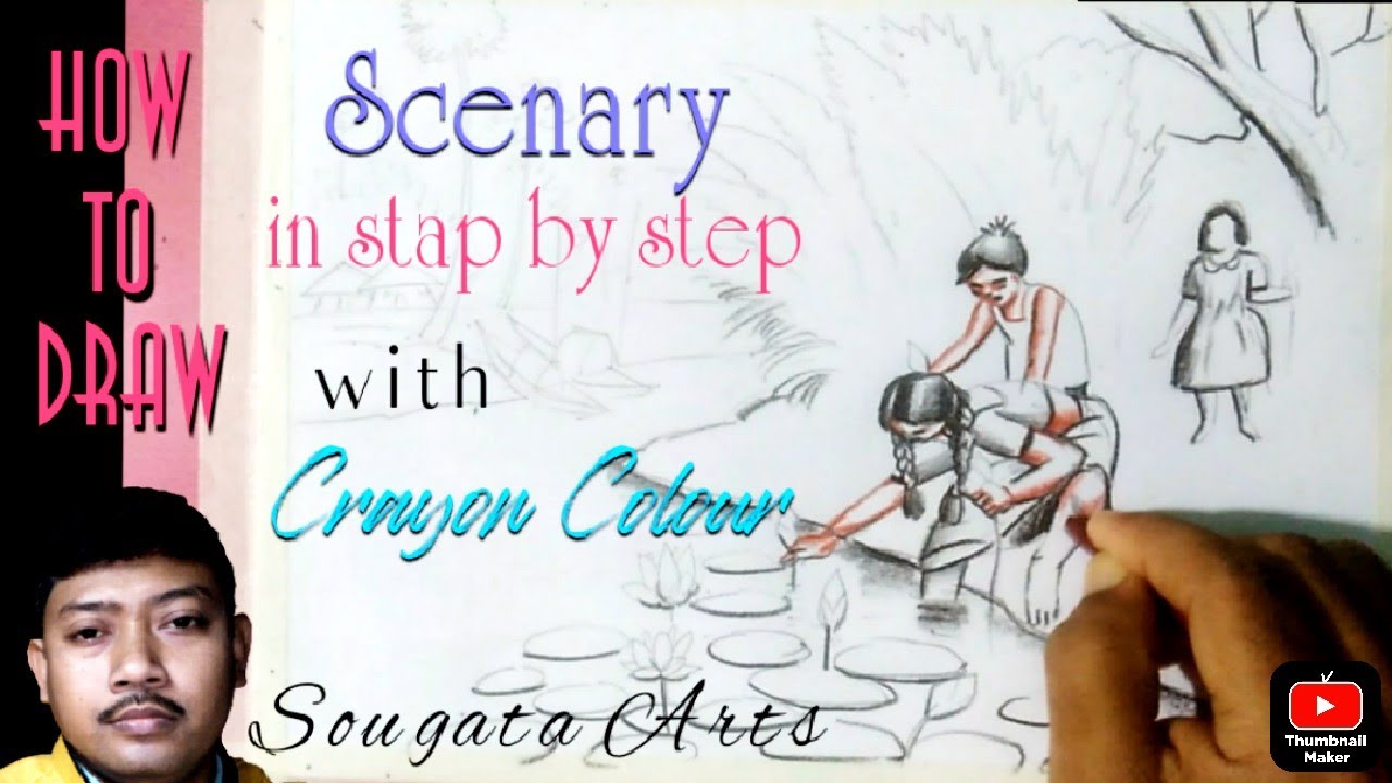 How To Draw Scenery Stap by Step With Crayon Colour ll #art #drawing # ...