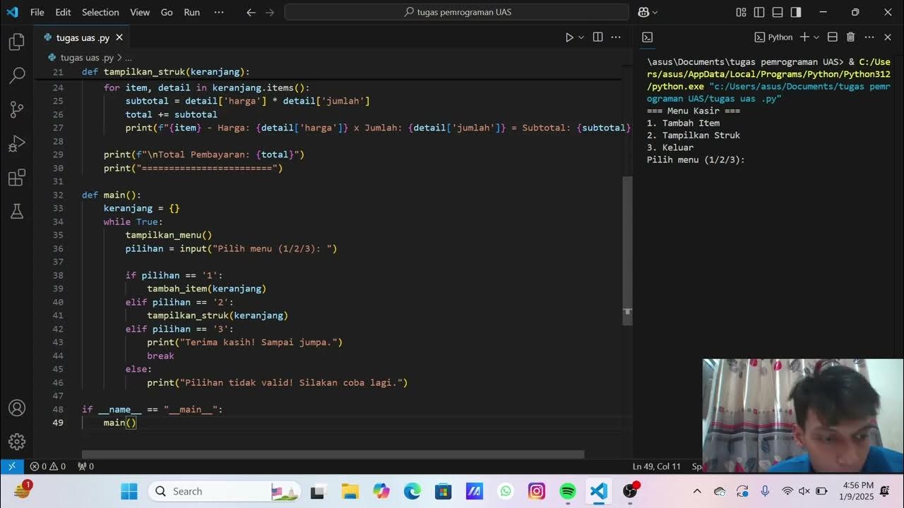 Uas pemrograman kasir sederhana - YouTube