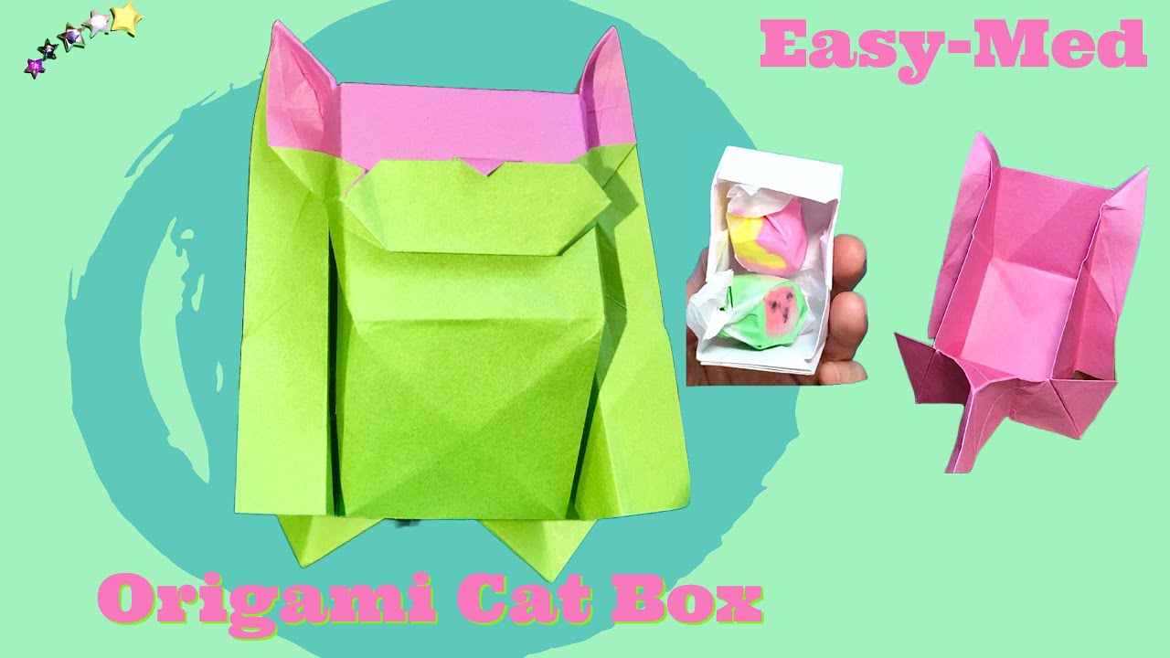 How to make Box origami CAT / KITTEN. Easy Med 15-minute crafts paper ...
