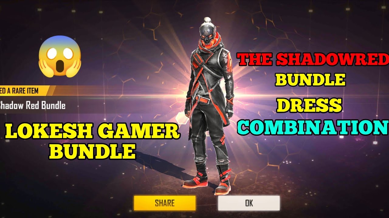 LOKESH GAMER BUNDLE DRESS COMBINATION 🔥 THE SHADOW RED BUNDLE DRESS ...