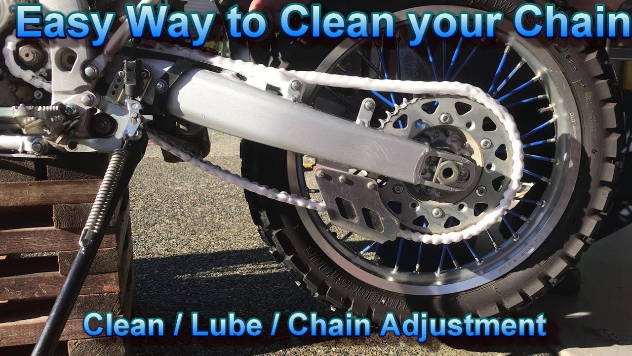 Really easy Chain Maintenance Clean/lube/chain adjustment - YouTube