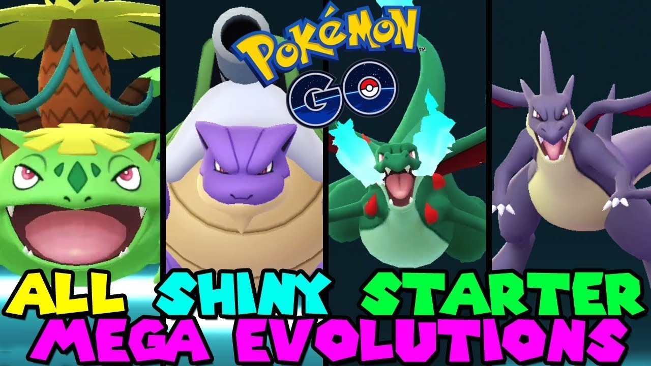 ALL SHINY STARTER MEGA EVOLUTION 💖 #pokemongo #pokemon - YouTube