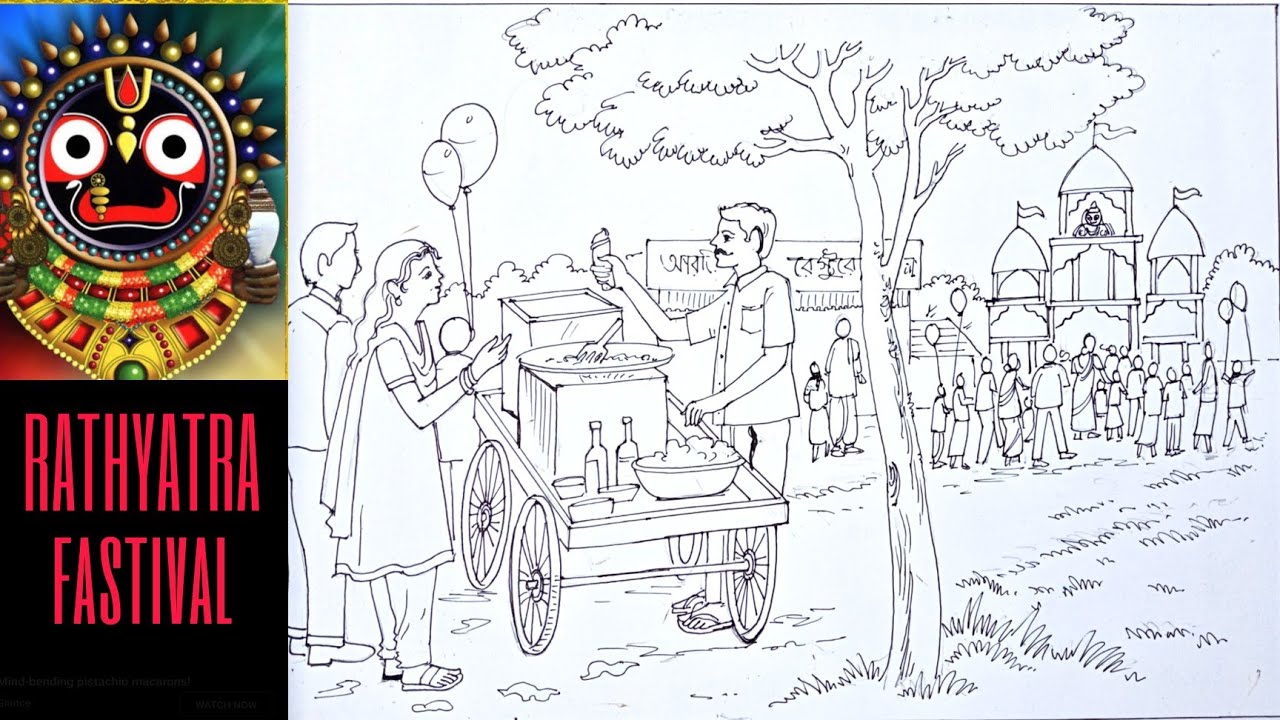 HOW TO DRAW RATHYATRA FASTIVAL DRAWING/BFA FIGURATIVE DRAWING ...