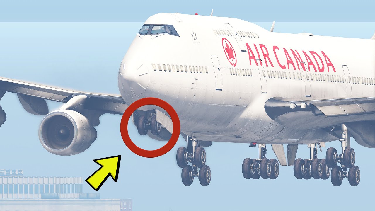 Terrifying Moment As The Boeing 747 Front Gear Got Stuck Upon Landing ...