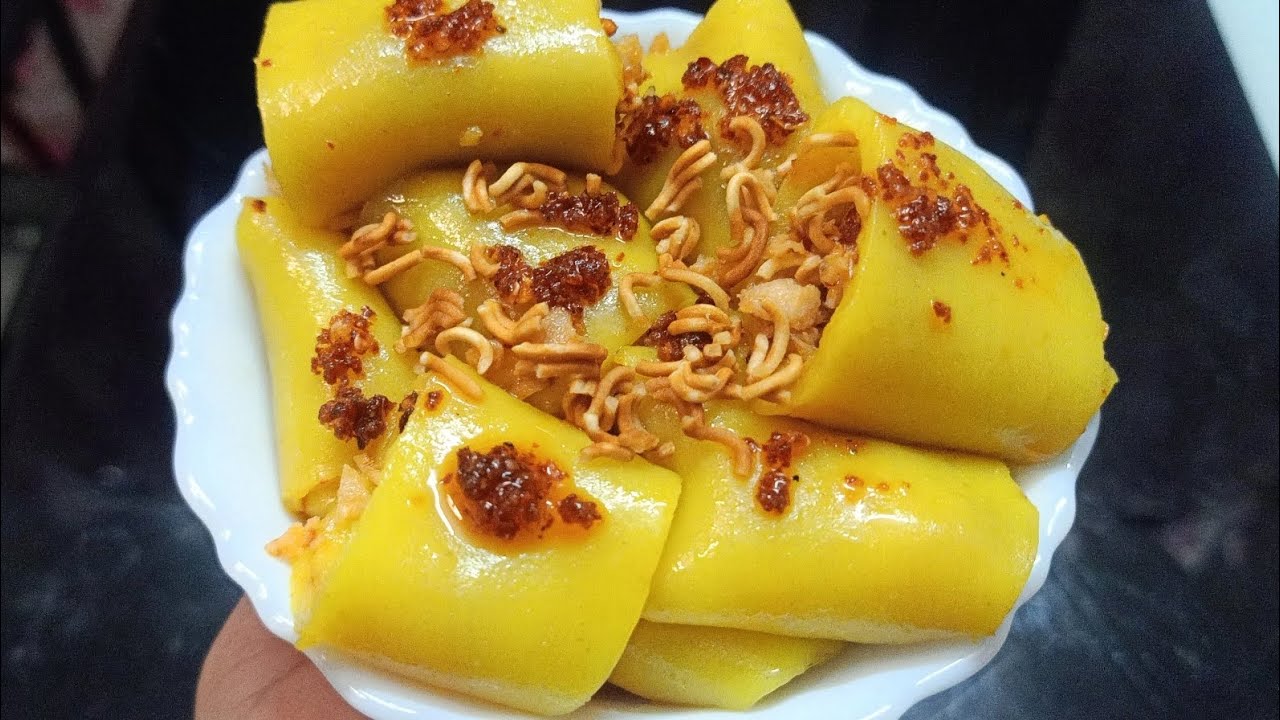 Tibetan Street Food Yellow Laphing Recipe | Wheat Flour Spicy Laphing ...