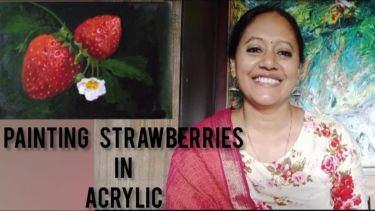 STRAWBERRY PAINTING / PAINTING TUTORIAL / ACRYLIC PAINTING - YouTube