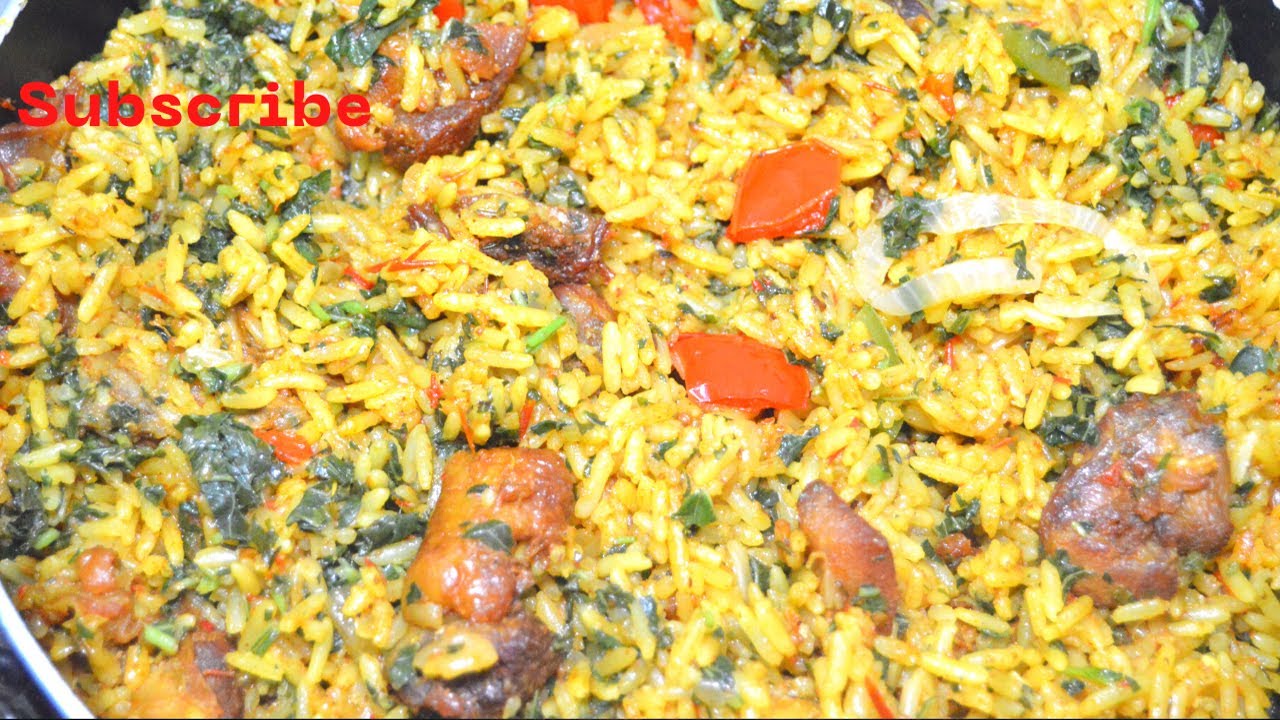 African vegetable native jollof rice - YouTube