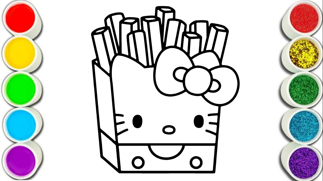 Hello kitty Fries Drawing Colouring Painting For Kids & Toddlers | How ...