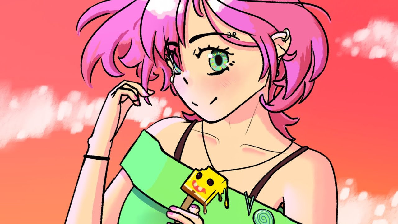 Anime Girl Eating SpongeBob Popsicle - Speed Painting (Art Timelapse ...