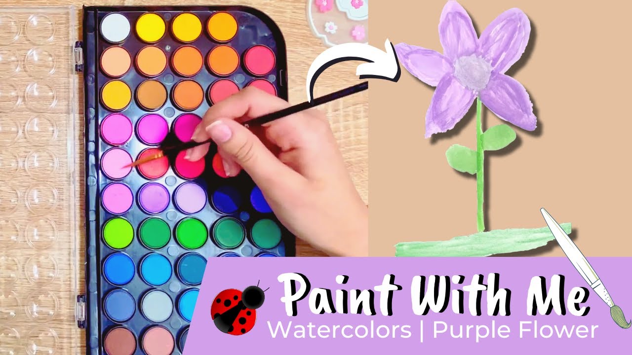 Paint With Me | Purple Flower | Watercolor Paint - YouTube