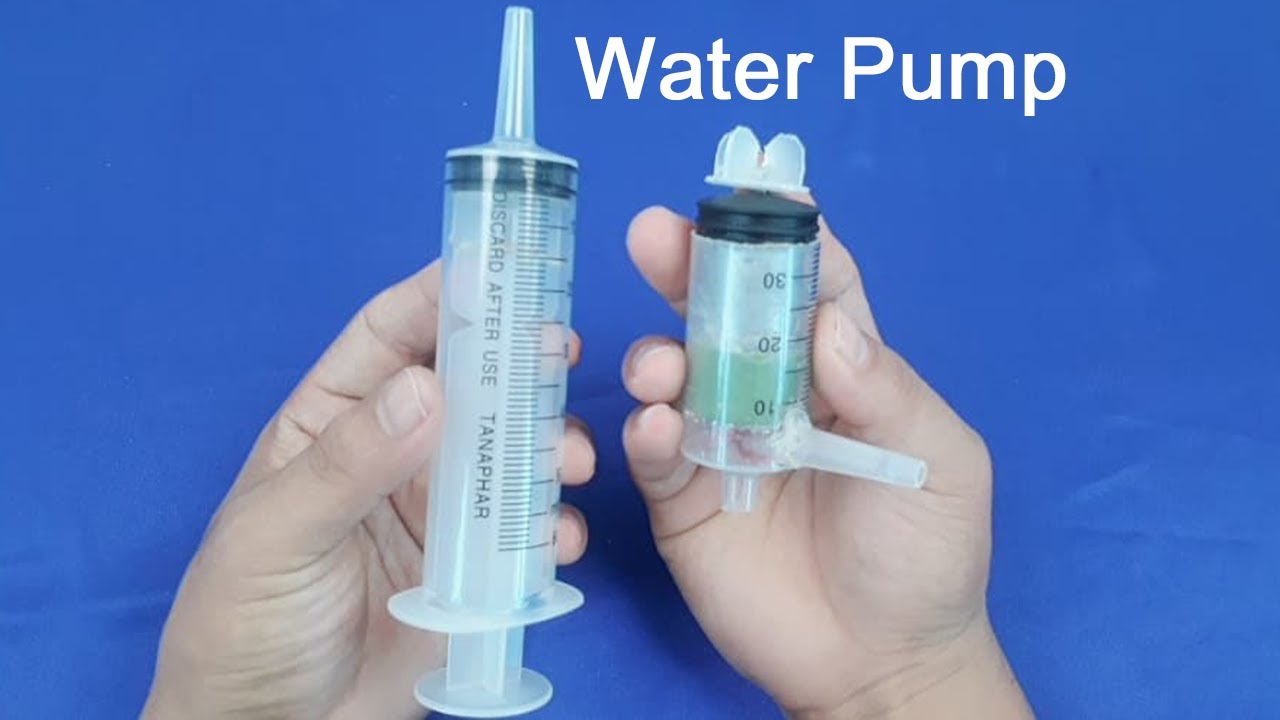 How to make a very powerful water pump from 1 Syringe - YouTube