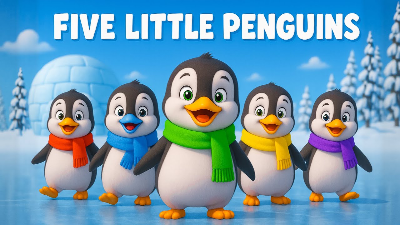 Five Little Penguins Went Out One Day | Winter Animal Song for Children ...