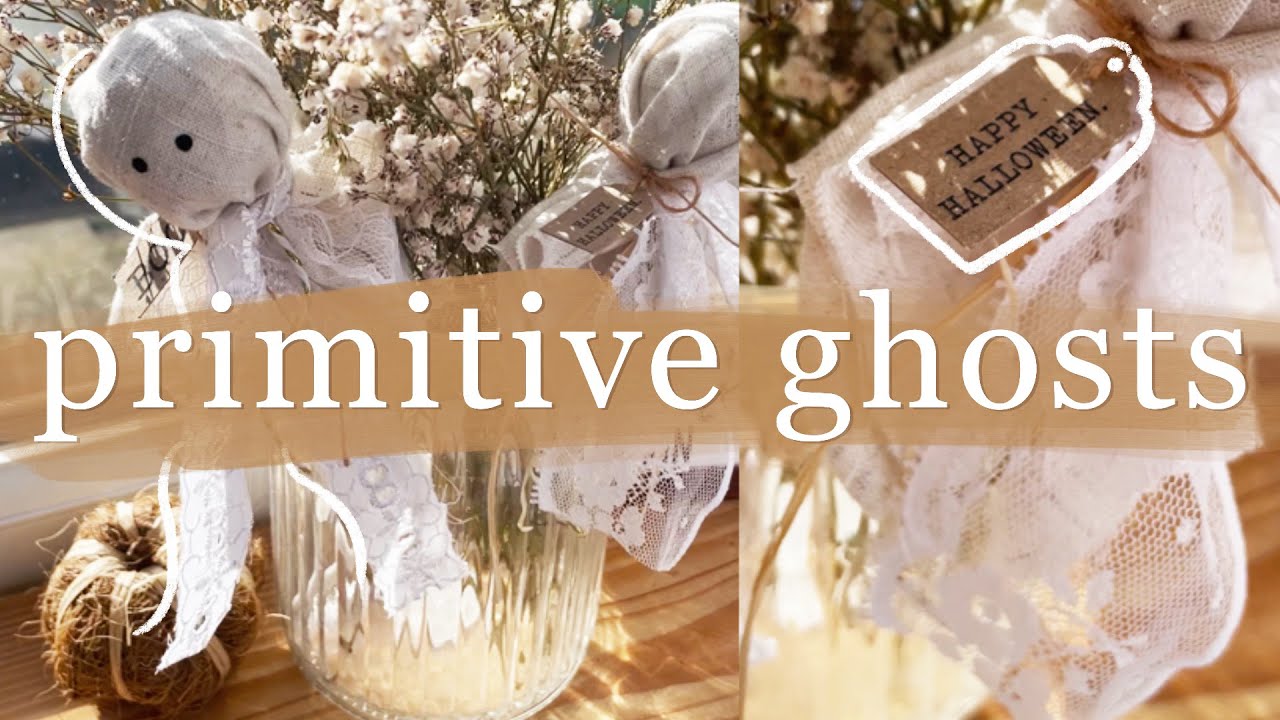 Quick & easy primitive ghost decorations - YouTube
