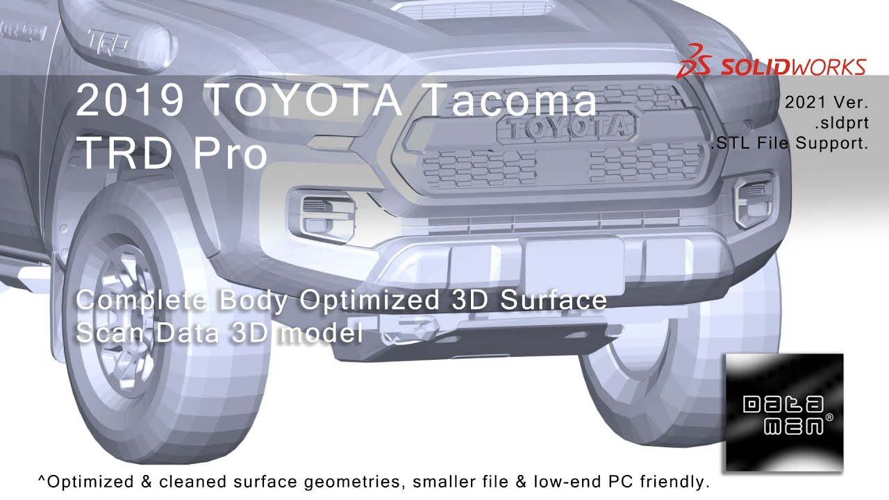 2019 TOYOTA Tacoma TRD Pro 3D Scan Surface Data | Complete Exterior ...