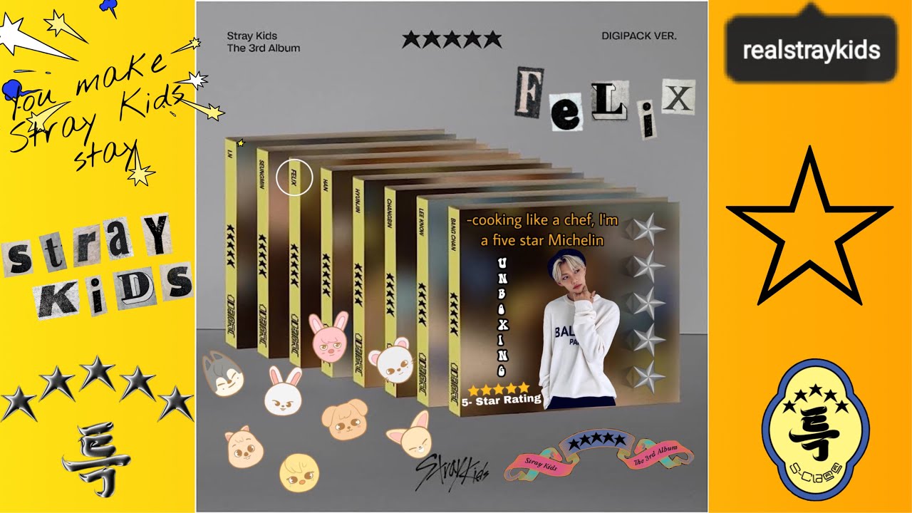 ⭐️⭐️STRAY KIDS 5 STARS The 🌟 3rd Album (Felix digipack ver.) UNBOXING⭐️ ...