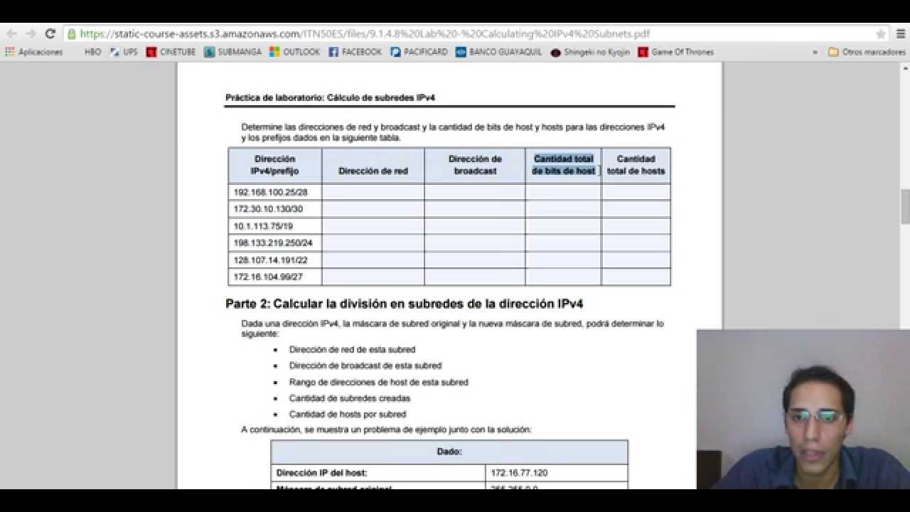Tutorial Lab 9 1 4 8 Calculo de subredes IPv4 CCNA1 - YouTube
