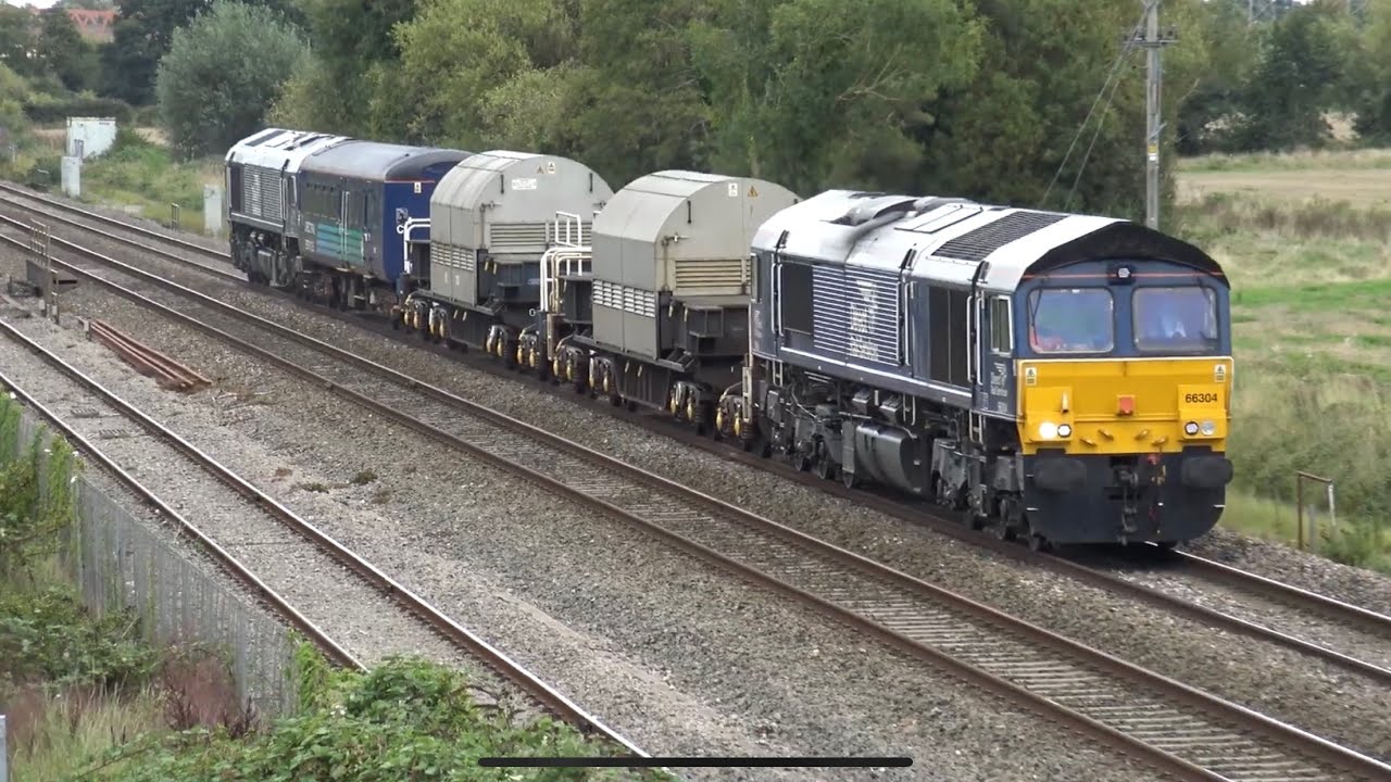(4K) Direct Rail Service Class 66s (66303 & 66304) Devonport Flasks ...