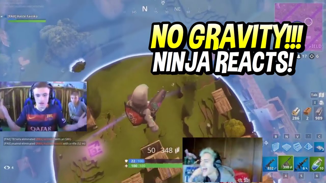 NINJA REACTS To NO GRAVITY ZONE! Fortnite Cube NO GRAVITY in PAX Event ...